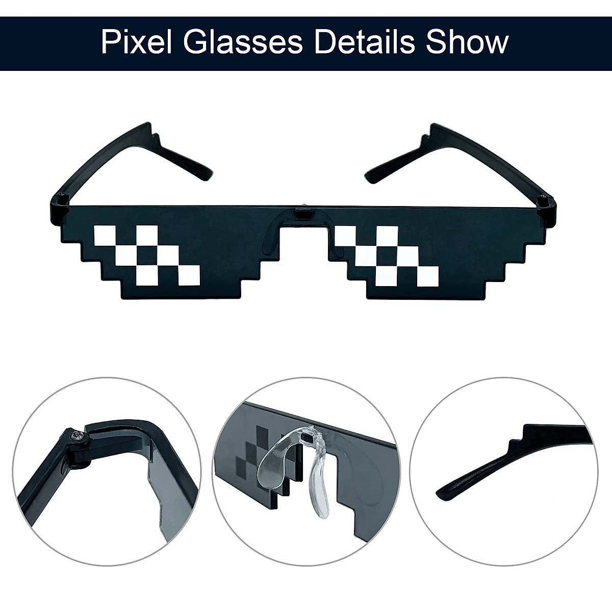 Lorigun Thug Life Sunglasses Pixelated Mosaic Glasses Party Glasses MLG Shades (12 Pixels)