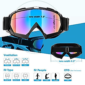 MAMBAOUT Adult Dirt Bike Goggles, 2-Pack ATV Motorcycle Goggles for Men & Women, Wide Vision Riding Off-Road Goggles