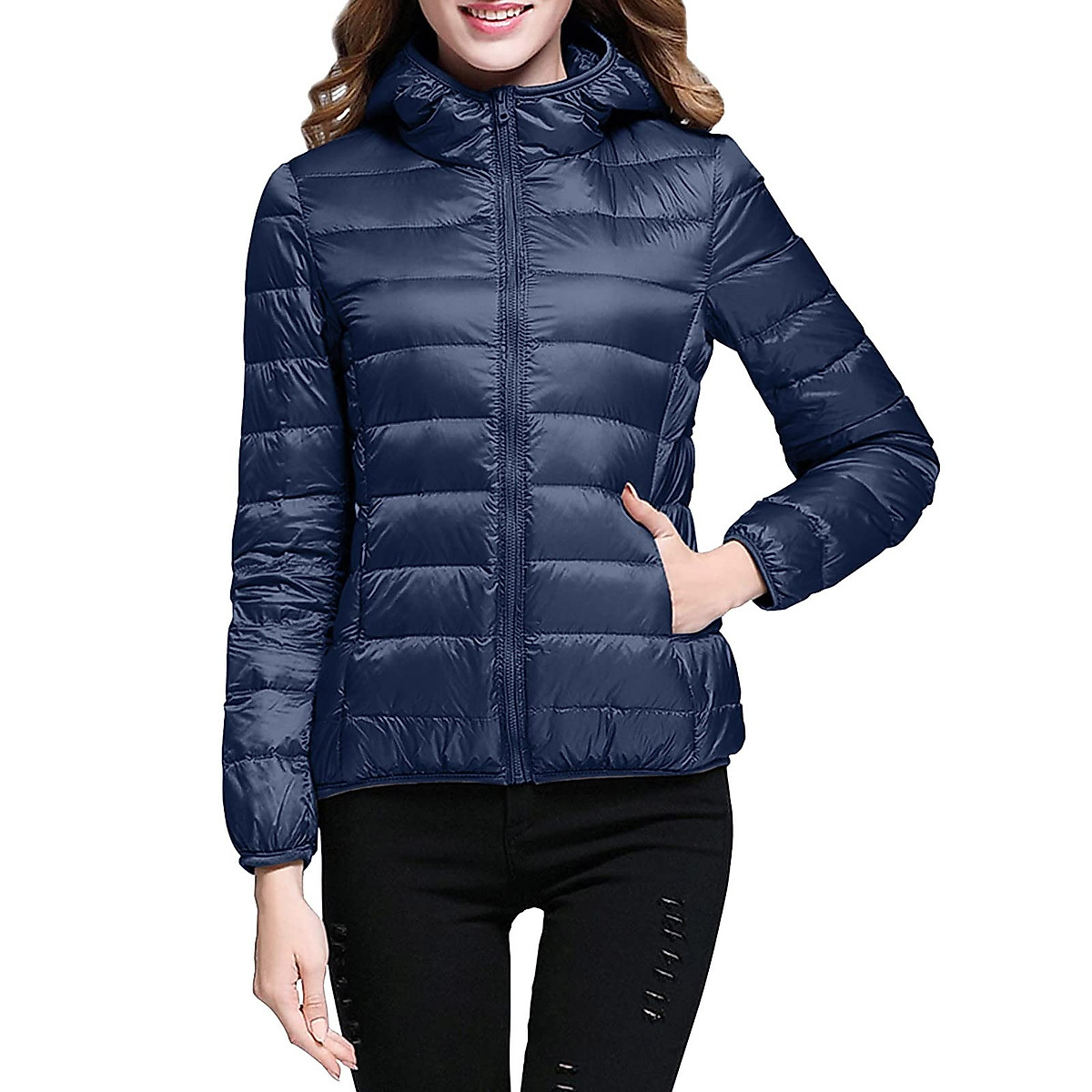 Womens Puffer Jacket Packable,2022 Warm Lightweight Down Jacket Hood Windproof Winter Coat with Recycled Insulation Coat,Plus Size Puffer Jacket,Short Puffer Jacket,Cute Outwear for Women