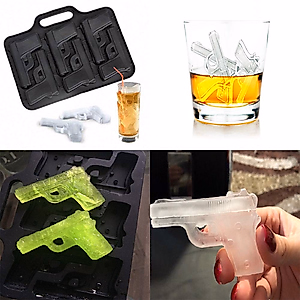 MoldFun 2-Pack Handgun and Bullet Ice Cube Trays Set - Cool TPR Pistol and AK47 Bullet Maker Molds for Whiskey Cocktails Ice Cubes, Chocolates, Jello Shots