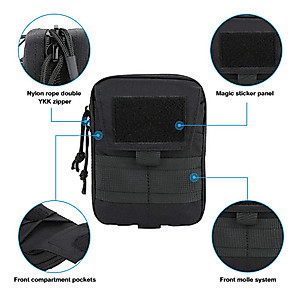 EXCELLENT ELITE SPANKER Molle Admin Pouch Military Utility Tool Pouch EDC Molle Pouchs Gadget Waist Bags (Black)
