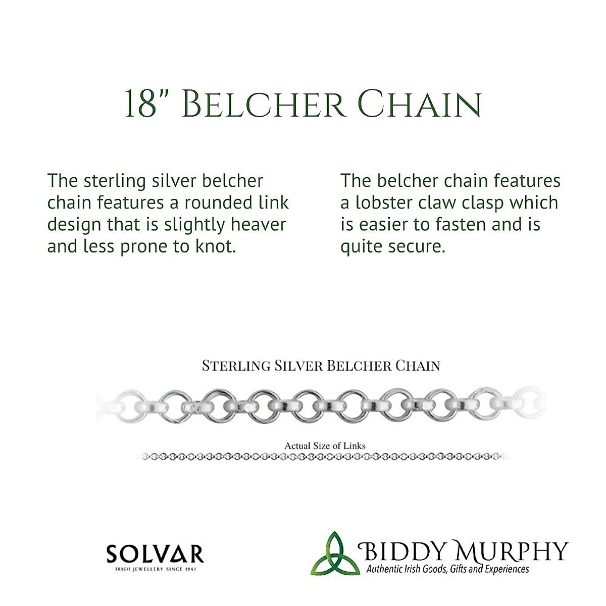 Biddy Murphy Celtic Knot Necklace 925 Sterling Silver, Fine Irish Pendant Jewelry for Women, Imported from Ireland, 18" Inch Length, 7/8" wide and 1 1/4" tall