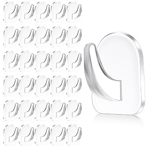 Gjinxi 30 Pcs Clear Adhesive Wall Hooks for Hanging, Heavy Duty Removable Hooks, Plastic Small Acrylic Sticky Hangers, Hanging Hooks with No Damage Sticker for Home Kitchen Bathroom Bedroom Office