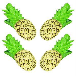 CAIRIAC Beach Towel Clips, Plastic Clothespins Towel Laundry Clips, Clothes Towel Pins for Beach Pool Party Hot Spring Chair (Pineapple, 4 Pcs)