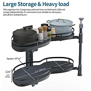 SIPELQDE Swing Right Blind Corner Cabinet Pull Out，Adjustable Height Corner Cabinet Lazy Susan