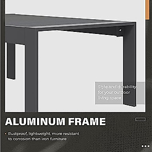 Solaste Outdoor Coffee Table for Patio, All-Weather Aluminum Patio Coffee Table Furniture with Metal Frame, Dark Grey