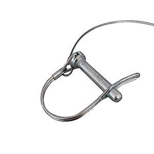 HILILON Trailer Coupler Pin, 5/16-Inch Diameter x 1-3/4-Inch Long Prevents Loss, Plastic Coating Tether, Length 11-1/2" with Steel Quick Release Ring 10Pcs