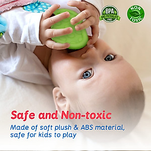 JERICETOY Car Seat Toy Baby Toy Infant Toy with Musical Box Stroller Toy Crib Toy Development Toy with Rattles Crinkle Teether Magic Mirror, Stroller Clip-On Carseat Cot Crib Bed Hanging Toy - Giraffe