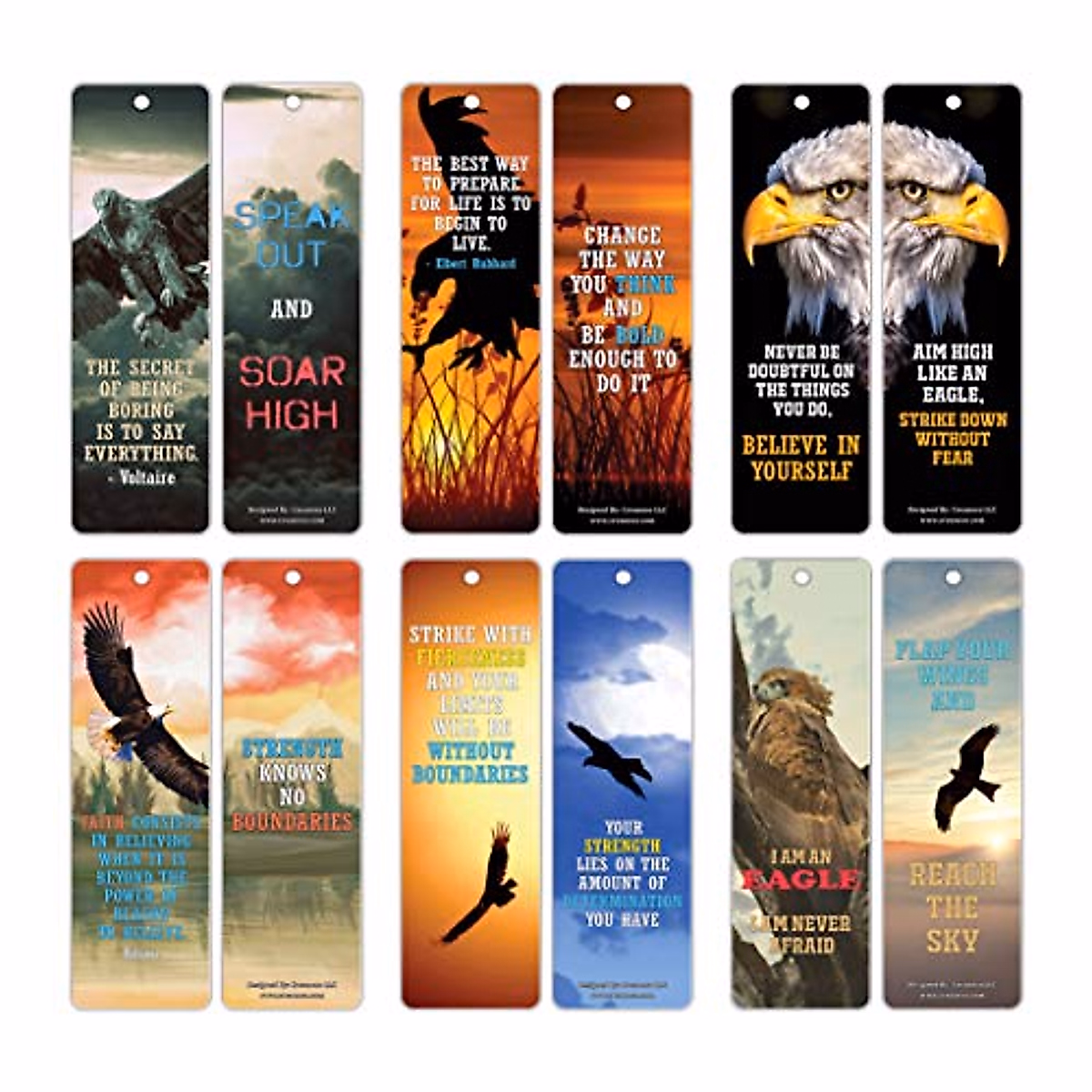 Creanoso Powerful Sayings Quotes Strong Character Eagle Bookmark Gifts (60-Pack) – Six Assorted Quality Bookmarks Bulk Set – Premium Gift for Men, Women, Adult, Seniors