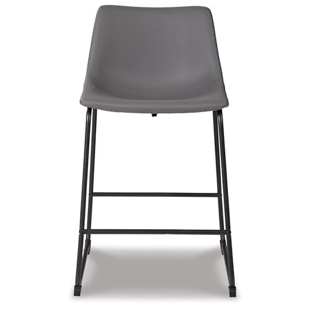 Signature Design by Ashley Centiar Modern Faux Leather 23.75" Counter Height Bucket Seat Barstool, Set of 2, Gray