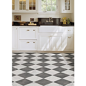 FloorPops x Chris Loves Julia 12-in by 12-in Bonneville Grey & White Marble Peel & Stick Floor Tiles, FP4421