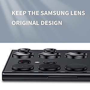 Hoerrye for Samsung Galaxy S23 Ultra Camera Lens Protector, Case-Friendly, 9H Tempered Glass Anti-Scratch, Space Titanium Military-Grade Protection Circle, Removal Tool (Black)