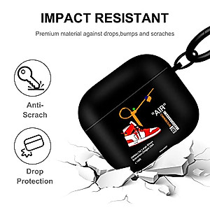 Gedicht for Airpods 3rd Generation Case Air Sports Shoes, Protective TPU Soft Cases Cover Rugged for Apple Airpod 3 Case with Keychain for Women Men，Black Red