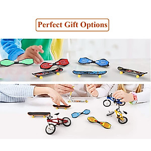 Krealightioo 18PCS Mini Finger Toys Set, Finger Skateboards, Finger Bikes, Mini Scooters and Matched Wheels and Tools Accessories Toys Gifts for Party Favors
