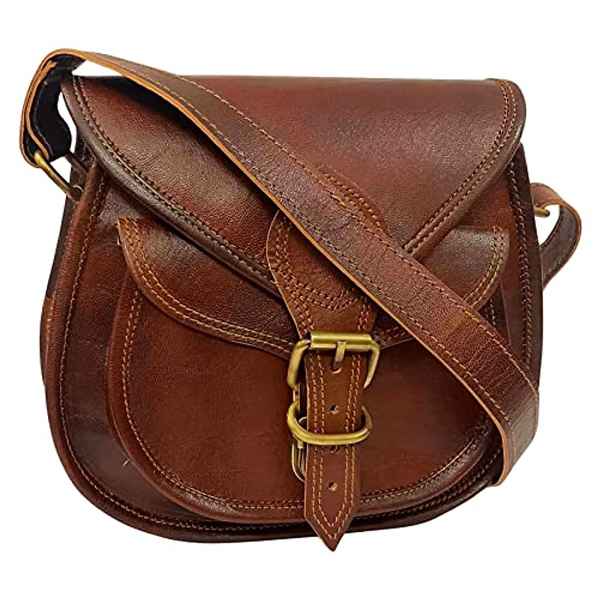 URBAN LEATHER Women's Crossbody Shoulder Sling Bags Genuine Leather Boho Hippie Satchel for Teen Girls Handmade Vintage Travel Cross body Saddle Bag Wallet for Women Ladies Handbag Purses for Her