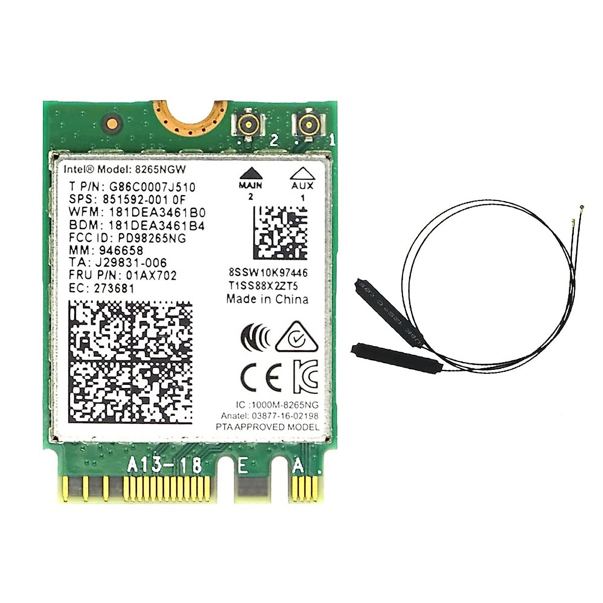 LIAN MO for Intel Wireless-AC 8265 Dual Band 2.4G/5Ghz WiFi Bluetooth WLAN for 8265NGW NGFF 802.11ac 867Mbps 2x2 MU-MIMO BT 4.2 Card