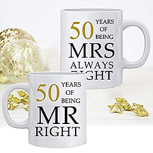 Kwieema 50th Wedding Anniversary for Couples, Golden 50th Anniversary for Parents, 50th Wedding Anniversary Coffee Mugs Grandparents Couples Mugs 50 Year Parents Anniversary Mug