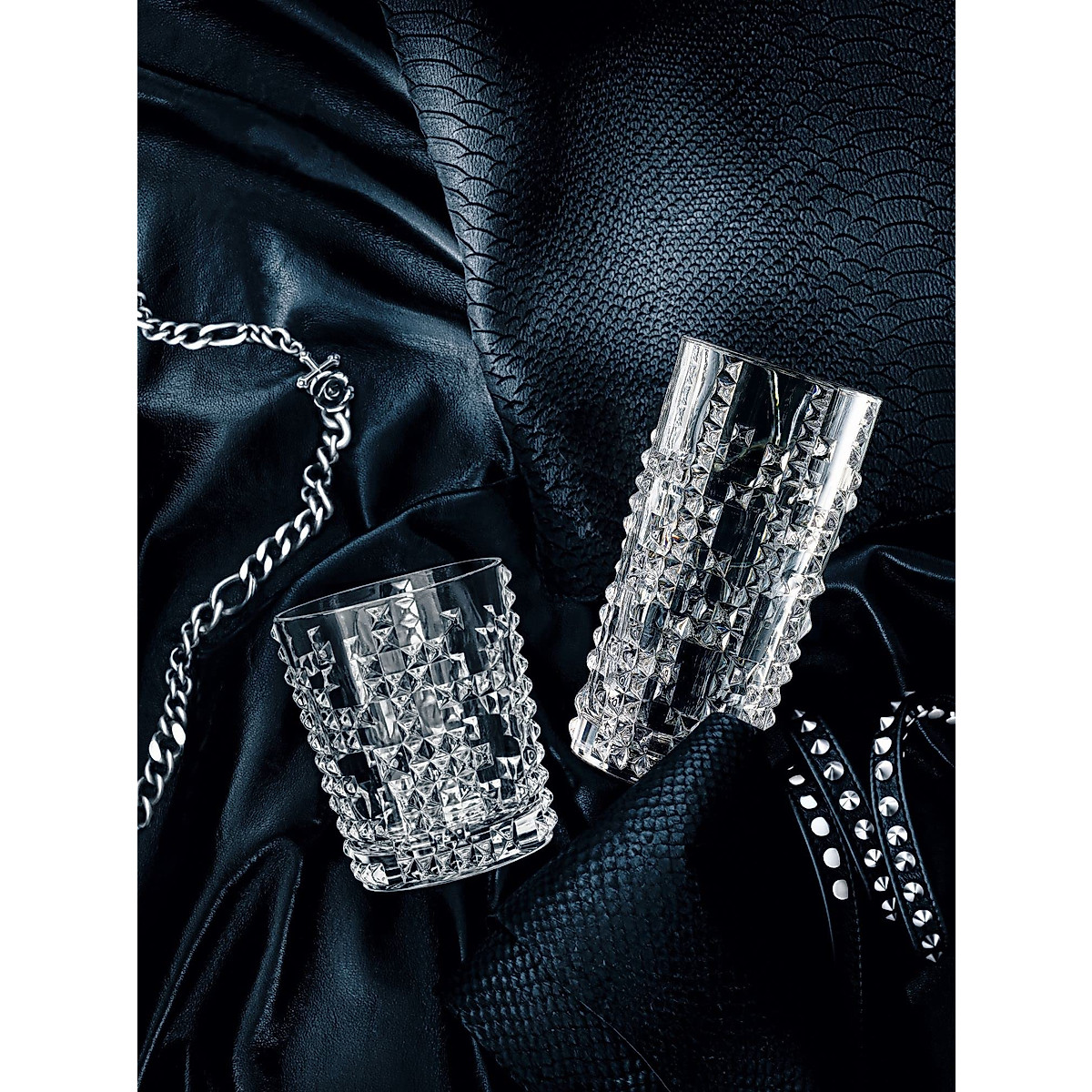 Nachtmann Brand Punk Collection Crystal 6” Long Drink, Set of 4, Clear Glass, For Cocktails or Non- Alcoholic Beverages,13-Ounce Capacity, Dishwasher Safe