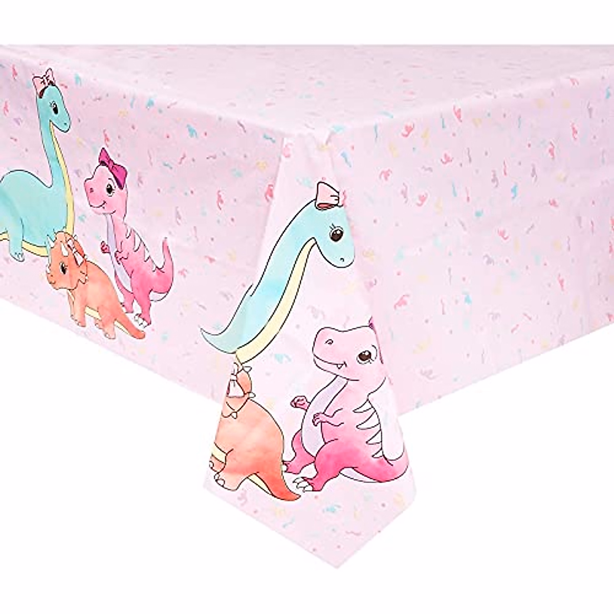 BLUE PANDA Pink Dinosaur Party Decorations for Girl's Birthdays, Plastic Tablecloth (54 x 108 in, 3 Pack)