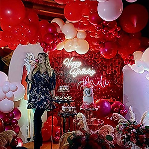 Valentines Day Balloon Garland Arch Kit 132PCS Red Balloons Pastel Pink Orange Balloons Red Confetti Balloons for Valentines Day Wedding Bridal Shower Bachelorette Anniversary Party Decorations