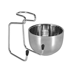 Shaving Bowl Stainless Steel, 2 in 1 Men's Shave Cup with Stand Holder Set for Safety Brush Bowl Grooming Tool Male Face Beard Cleaning