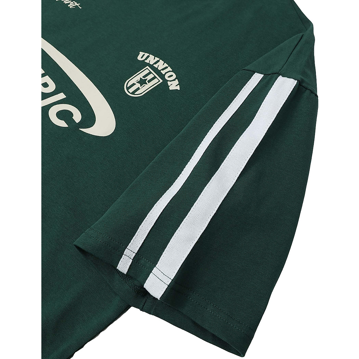 Aelfric Eden Graphic Tees Y2k Women Oversized T Shirts Striped Patchwork Crewneck Unisex Streetwear Tops Green L