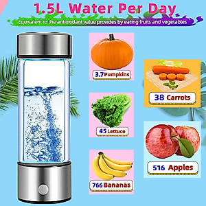 Hydrogen Water Bottle, Hydrogen Water Bottle Generator 2 Pack 2024 w SPE/PEM Tech Water Ionizer, Portable Hydrogenated Water Machine Improve Water in 3 Minutes Hydrogen Rich Glass Bottles Healthy