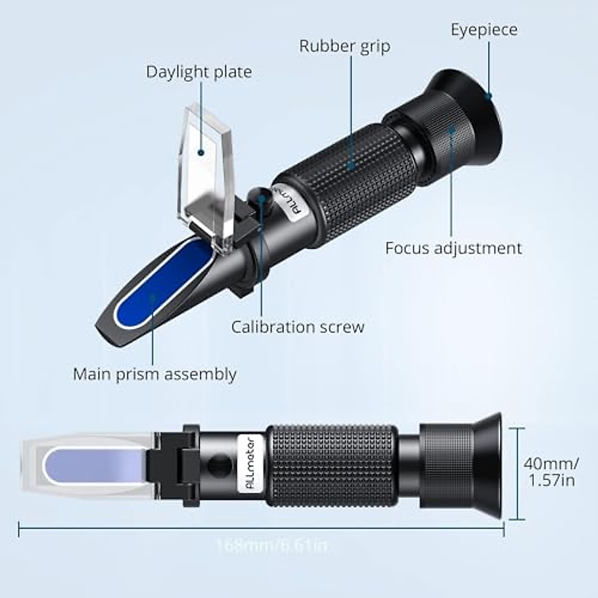 ALLmeter Grape Wine Refractometer Brix Alcohol Refractometer for Grape Wine Brewing Measure Sugar Content & Predict Alcohol Degree Dual Scale of 0-40% Brix & 0-25% vol Alcohol for Brewing Winemaking