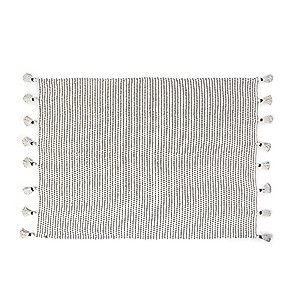 REDEARTH Classic Throw Blanket -with Oversized Decorative Tassels Medium Weight Soft Lap Blanket for Sofa Bed Couch Chairs loveseats car, Living, Indoor/Outdoor use 100% Cotton (50x60; Black)