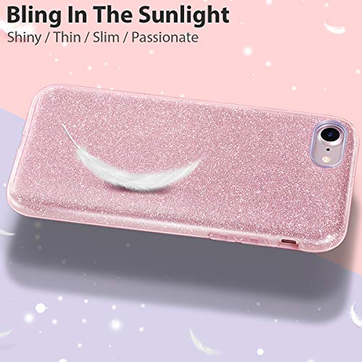 MATEPROX iPhone Se 2022 case,iPhone SE 2020 case,iPhone 8 case,iPhone 7 Glitter Bling Sparkle Cute Girls Women Protective Case for 4.7" iPhone 7/8/SE (Pink)