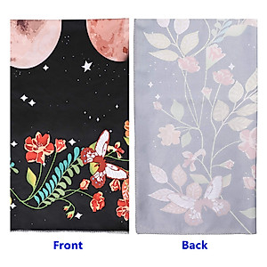 Moonlit Garden Tapestry Boho Wall Tapestry Aesthetic Moon Phase Tapestries with Flower Mandala Wall Hanging Black Wall Decor for Room(59 x 79 inches)