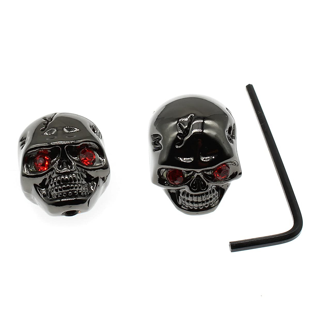 HAJXZH 2Pcs Skull Head Electric Guitar Volume Tone Control Buttons Skull Knob with Wrench for Electric Guitar Replacement Parts & Accessories (Gun Black)