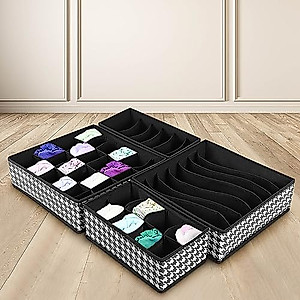 Underwear Drawer Organizers, Set of 4 Closet Organizer Divider, Foldable Fabric Dresser Storage Box for Bra, Handkerchiefs, Ties, Undergarment, Belt, Panties, Socks