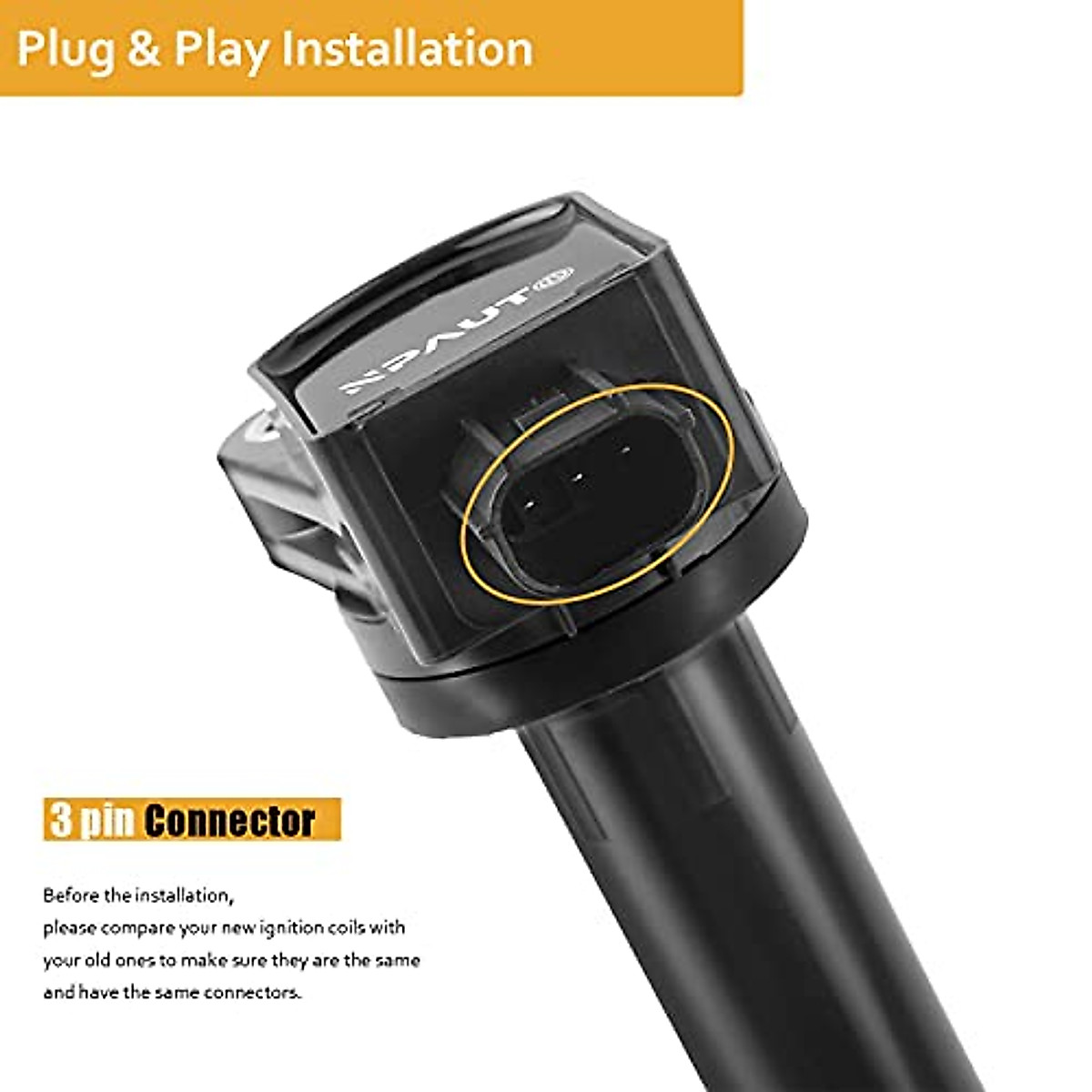 NPAUTO Ignition Coil Pack Replacement for L4 2.4L 2.4 2008 2009 2010 2011 2012 Honda Accord, 2012-2015 Civic Si CR-V Crosstour, Acura ILX, UF602 C1662, Pack of 4