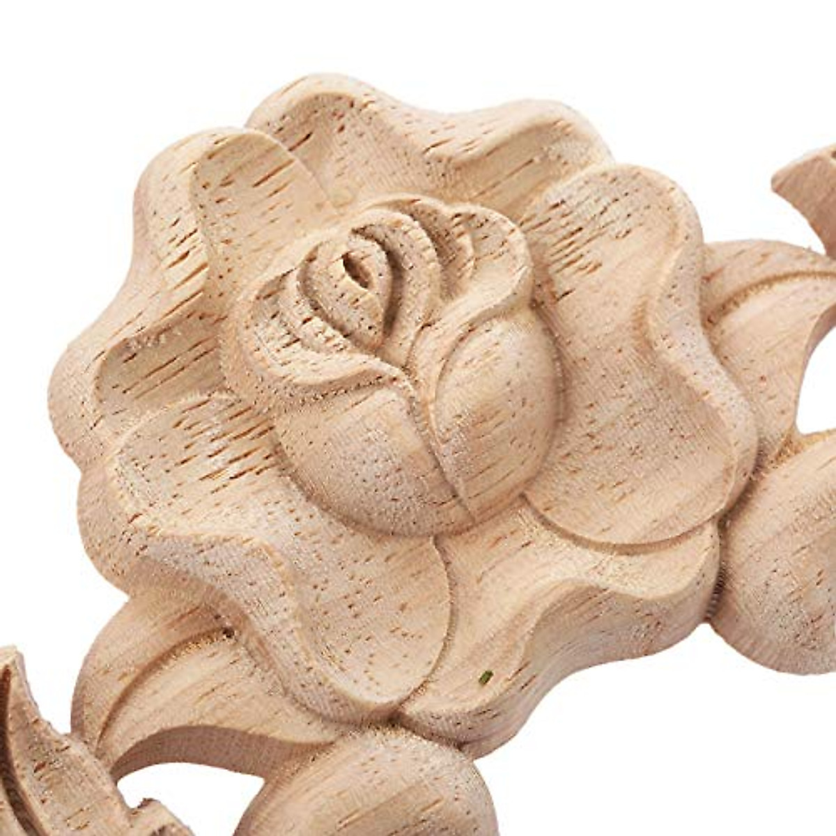 MUXSAM Wooden Carved Rose Appliques Onlays, 4-Pack Unpainted Rose Carvings Decals for Cabinet Drawer Wall Headboard Dresser Mirror Pew Cupboard etc Furniture Decoration(8x8cm/3.15"x3.15")