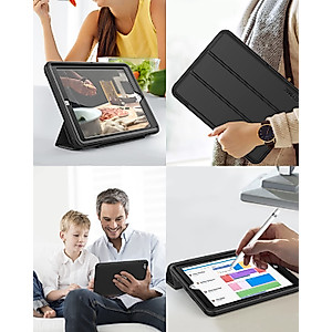 SEYMAC for iPad 6th/5th Generation Case, Sturdy Heavy Duty Shockproof Protection Folio Stand Case with Smart Cover Auto Sleep/Wake for iPad 9.7 Case, Black