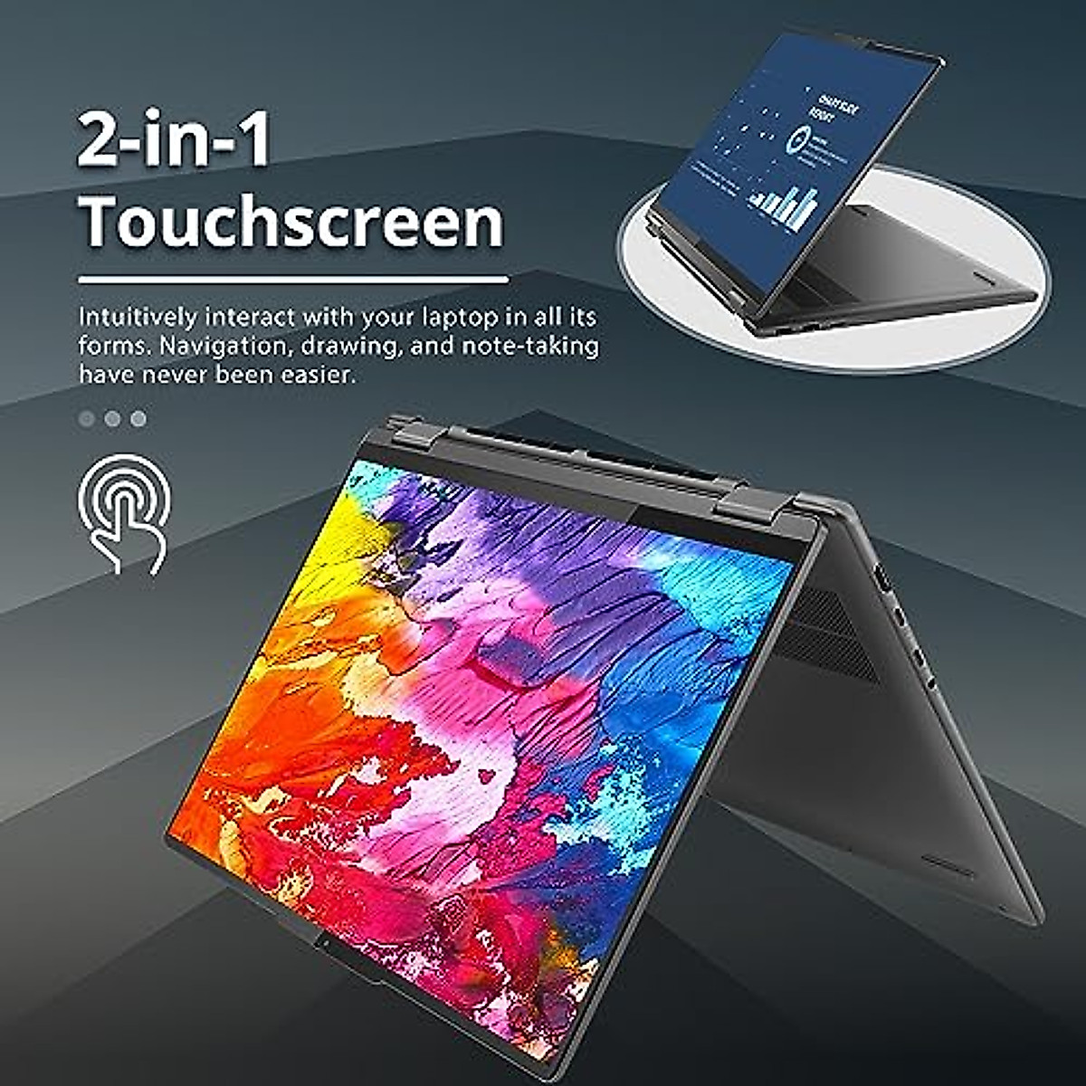 Lenovo Yoga 7i 16" WUXGA 2-in-1 Touchscreen Laptop, Intel Core i5-1335U, 8GB LPDDR5 RAM, 1TB SSD, Backlit Keyboard, Fingerprint Reader, Intel Iris Xe, FHD Webcam, Grey, Win 11, 32GB USB Card