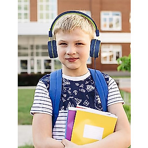 VotYoung Kids Headphones with Microphone, 2 Pack Kids Headphones for Kids Teens with Sharing Splitter, Wired Kids Headset with 91dB Volume Limit, Stereo On-Ear Headset for School/Tablet/Travel