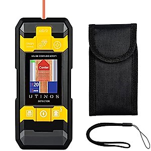 UTINOS 3 in 1 Stud Finder with Laser Level & Laser Measurement Tool Cross Line Laser Level Tool with Rechargable Battery Large Color Backlit Display