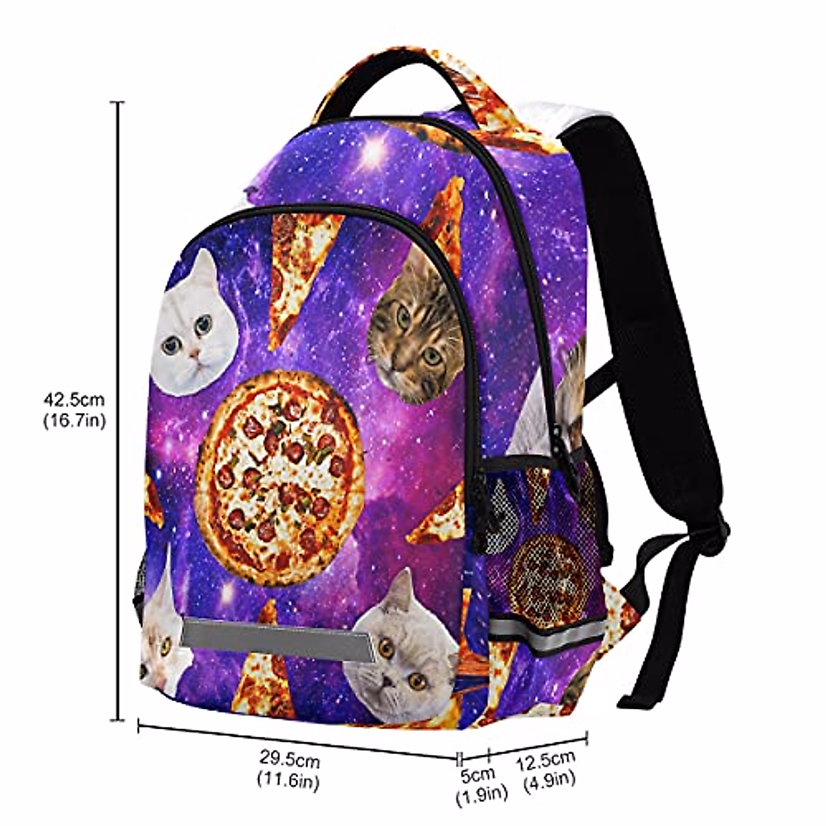 Glaphy Galaxy Cats Backpack Pizza Cat Laptop Travel Bags Lightweight School Bookbag Student Backpacks for Men Women Kids Teens