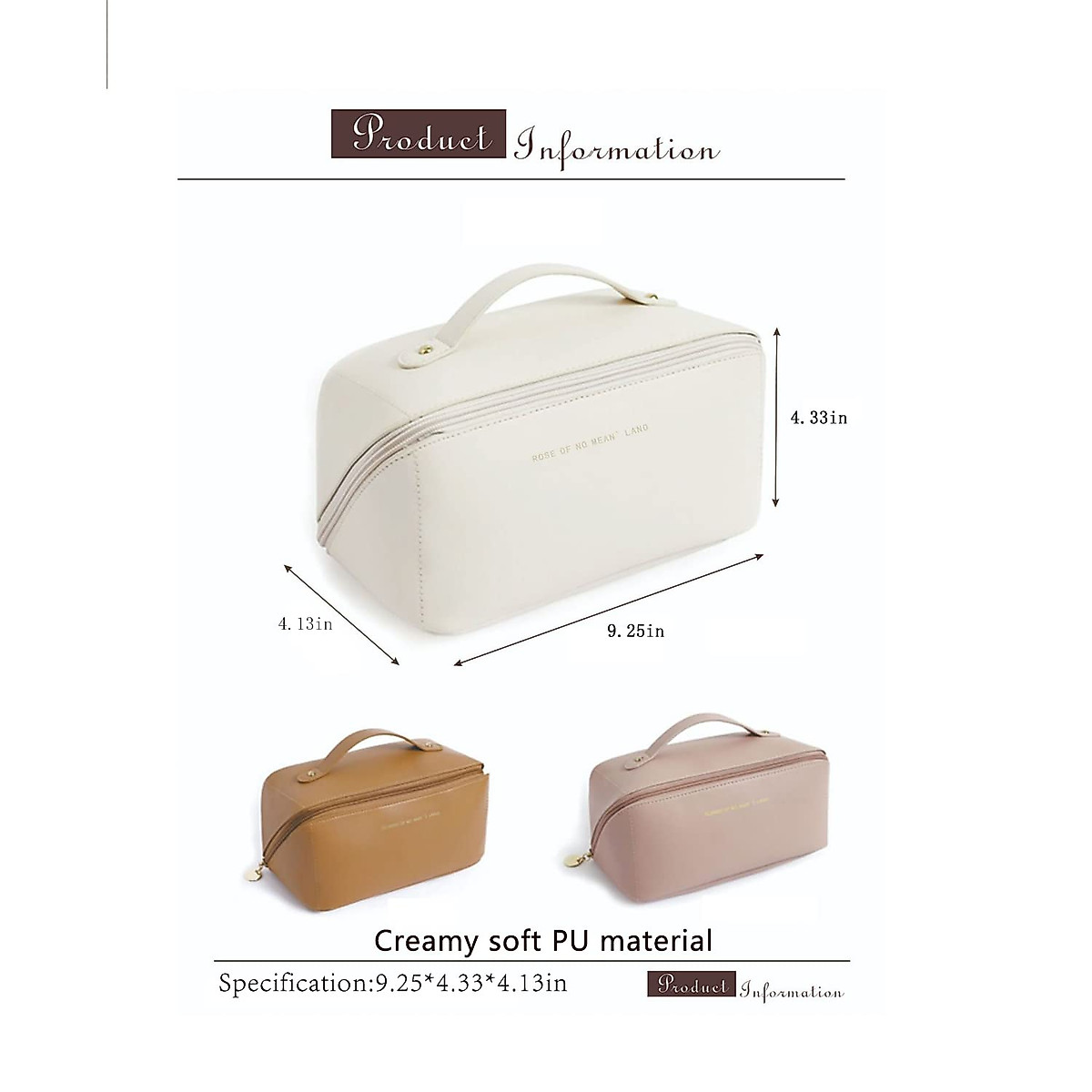 WOPLQA Large Capacity Travel Cosmetic Bag,Leather Multifunctional Storage, with Handle and Divider Travel Cosmetic Bags for Women,Opens Flat for Easy Access,Waterproof Portable Makeup Bag (pink)