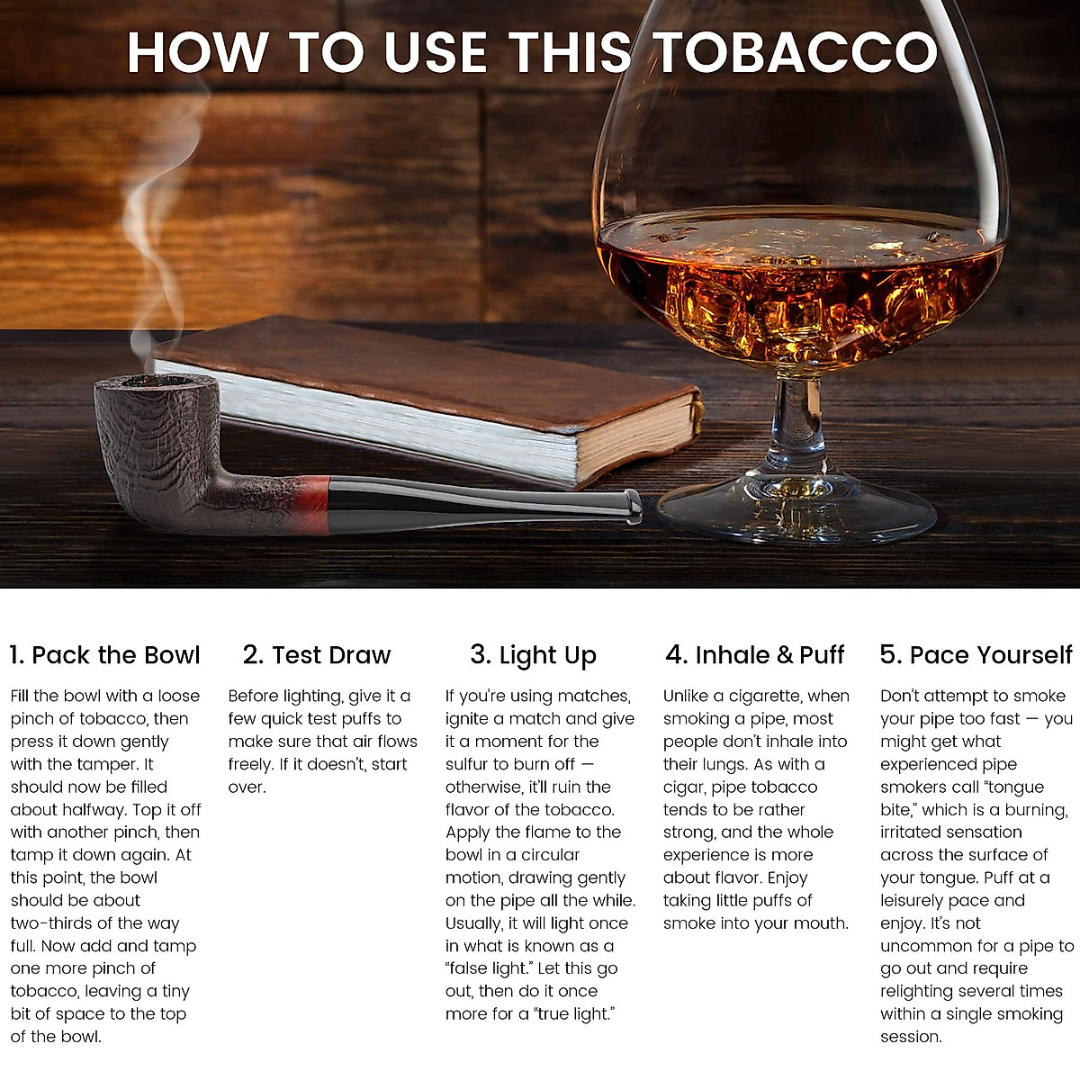 SPIPER smooth Briar Zulu Tobacco Straight pipe, 100% Quality Handmade pipe with smooth Acrylic Stem, Beginner Pipe，Great Gift for Father,friends (black)