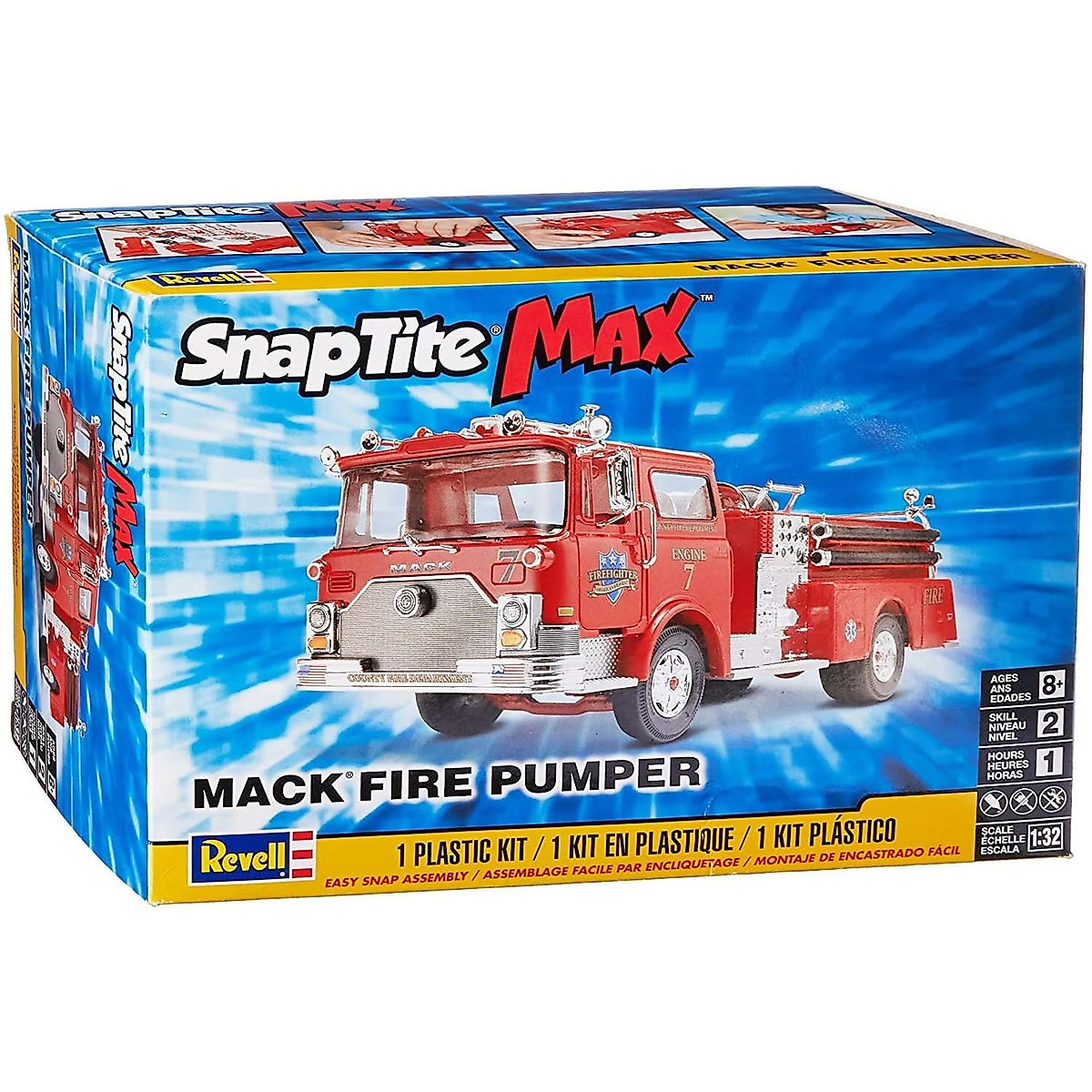 Revell SnapTite 85-1225 Mack Fire Pumper 1:32 Scale 60-Piece Skill Level 2 Model Building Fire Truck Kit