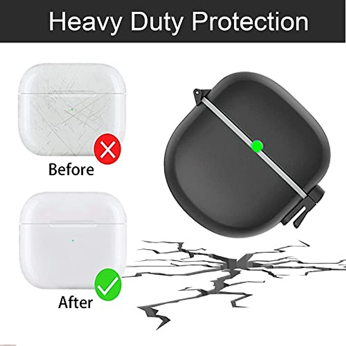 ULITIQ Locking Case Compatible with Bose QuietComfort Earbuds II, Bose QuietComfort Earbuds II Case with Lock, Keychain and Strap/Lanyard, Cool Bose QuietComfort II Case Cover for Women Men, (Black)