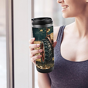 NTVOWPZO Travel Mug Old Tractor Photoes Farm Coffee Cup Reusable Insulated Tumbler with Lid Travel Coffee Mug Stainless Steel Insulated Coffee Tumbler for Coffee Tea And Drinks