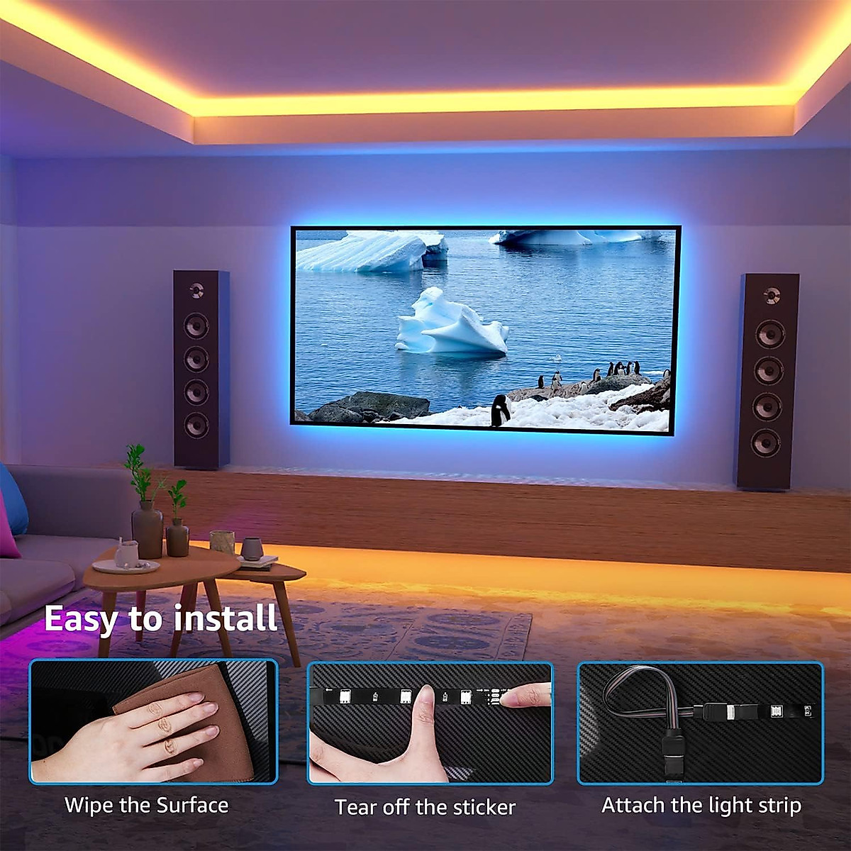 Smart LED Lights for TV - 6.56FT TV LED Backlights Work with Alexa and Google Assistant, App and Voice Control Strip Lights for 32-65 inch TVs, Computer, Bedroom, 16 Million RGB DIY Colors