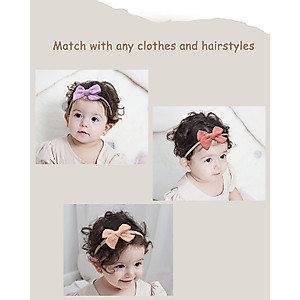 doboi 20PCS Baby Headbands Hair Bows Muslin Gauze Bows Elastic Nylon Hairbands Boutique Soft Hair Accessories for Girls Newborns Infants Toddlers and Kids