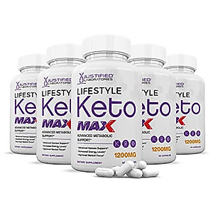 (5 Pack) Lifestyle Keto Max 1200MG Pills Includes Apple Cider Vinegar goBHB Strong Exogenous Ketones Advanced Ketogenic Supplement Ketosis Support for Men Women 300 Capsules