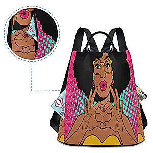 ALAZA Young African American Woman with Lips Backpack with Keychain for Woman