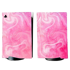 PlayVital Psychedelic Pink Full Set Skin Decal for ps5 Console Digital Edition, Sticker Vinyl Decal Cover for ps5 Controller & Charging Station & Headset & Media Remote